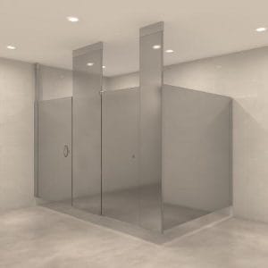 Hadrian Ceiling Hung Stainless Steel Toilet Partitions - Allmar Inc.